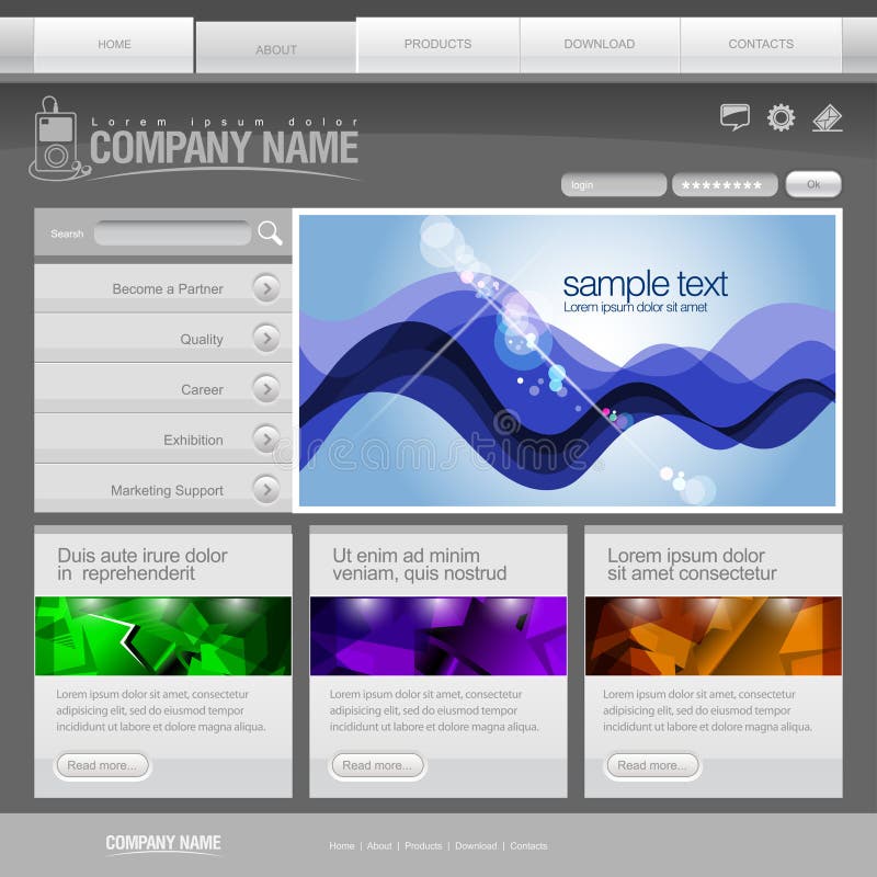 Gray Website Template 960 Grid. Stock Vector - Illustration of original ...