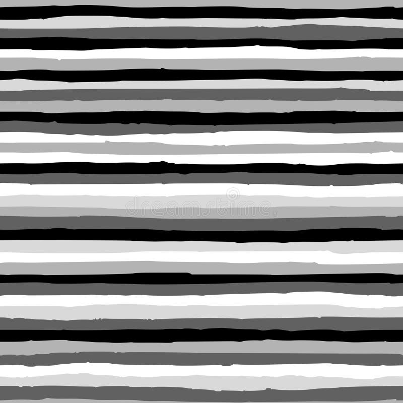 Gray and White Bold Black Stripes Hand Drawing Seamless Vector Pattern ...