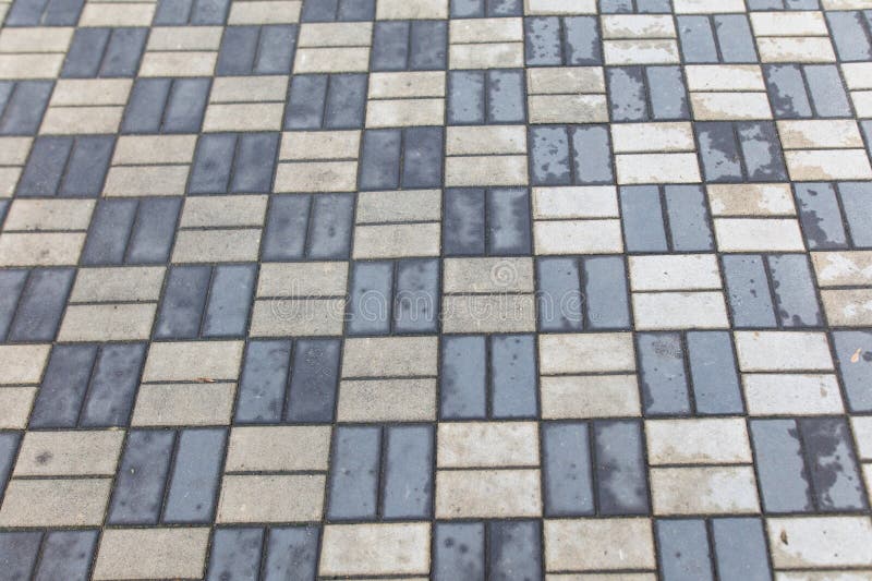 A Gray and White Brick Patterned Sidewalk Stock Image - Image of ...