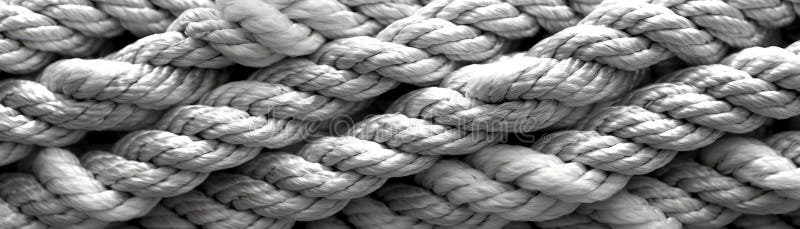Gray White Close Up Very Detailed Pattern of Ropes Panoramic Banner ...