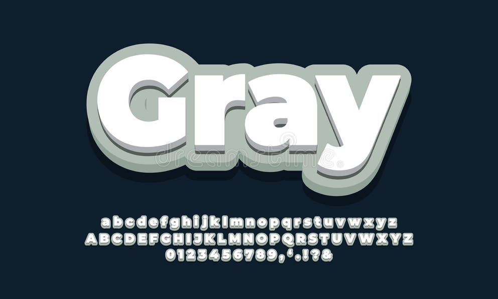 Gray with White 3d Font Effect or Text Styles Design Stock Vector ...