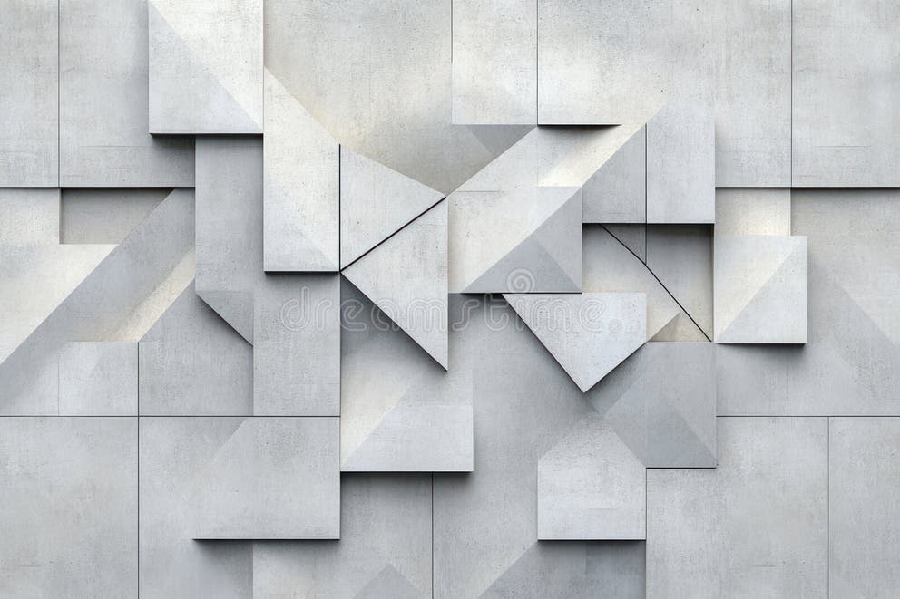 Gray White Geometric Concrete Texture Background with Triangular ...