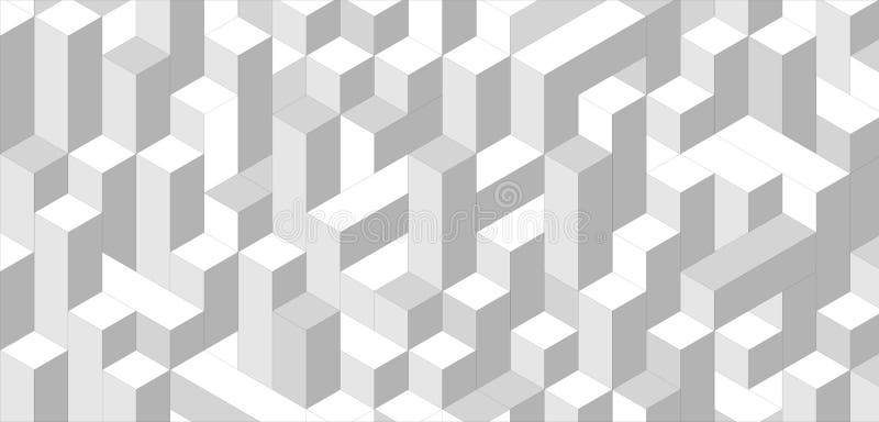 Gray and White Geometric Isometric Pattern. Vector Illustration. Stock ...