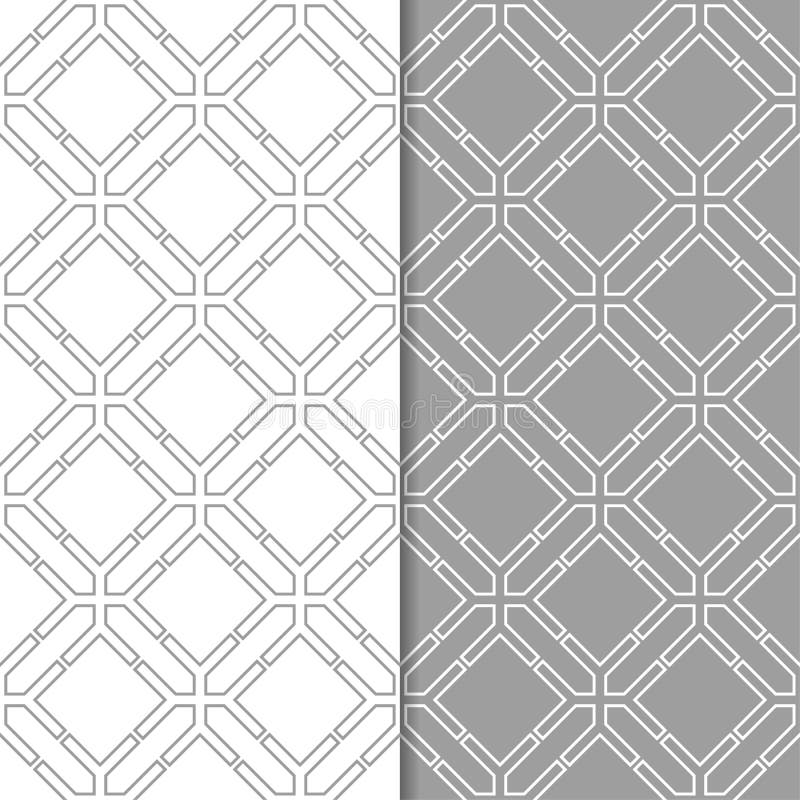Gray and White Geometric Ornaments. Set of Seamless Patterns Stock ...