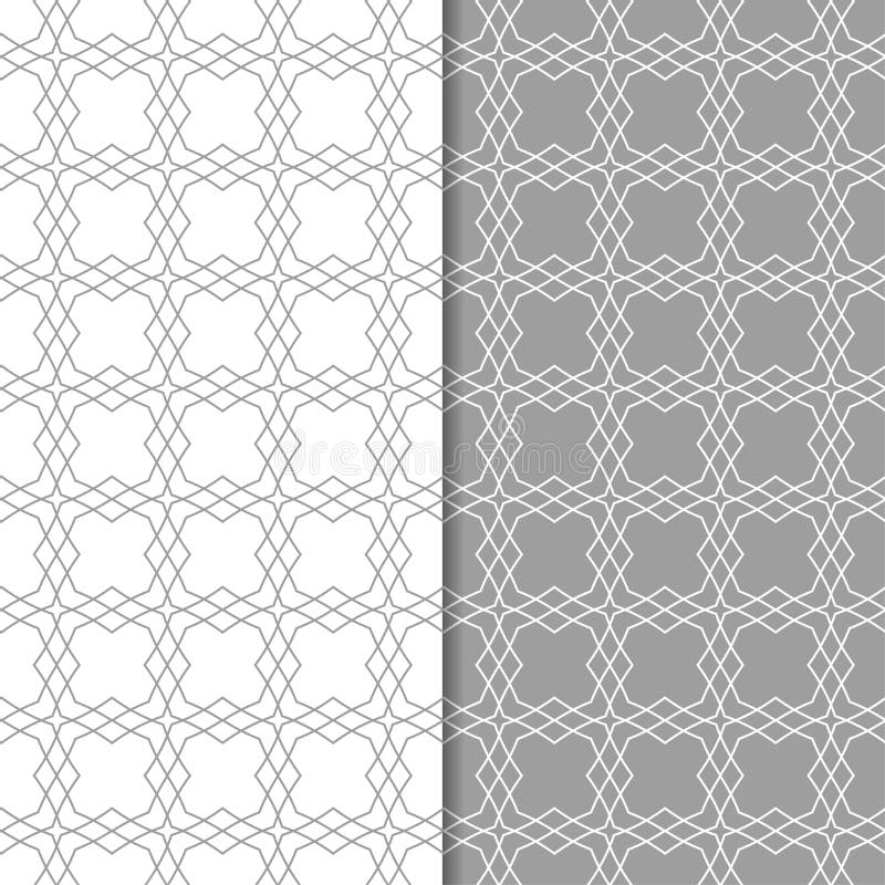 Gray and White Geometric Ornaments. Set of Seamless Patterns Stock ...