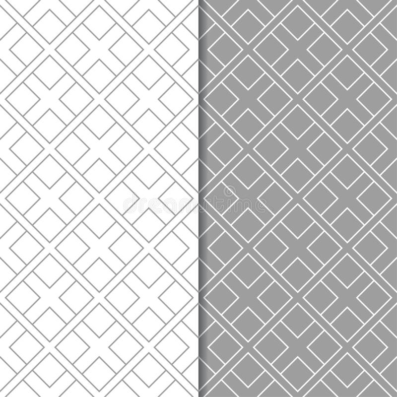 Gray and White Geometric Set of Seamless Patterns Stock Vector ...