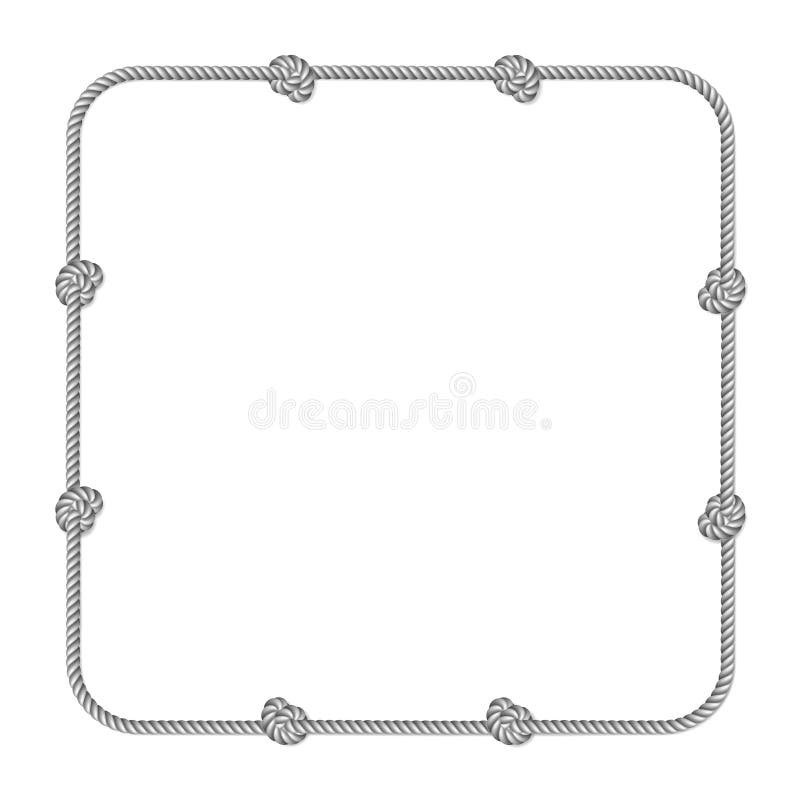 Gray White Rope Woven Vector Border with Rope Knots, Vertical Vector ...