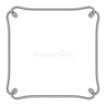 Gray White Rope Woven Vector Border with Rope Knots, Vertical Vector ...