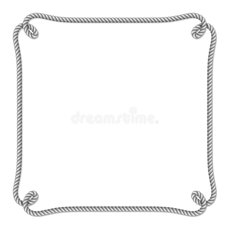 Gray White Rope Woven Vector Border with Rope Knots, Vertical Vector ...