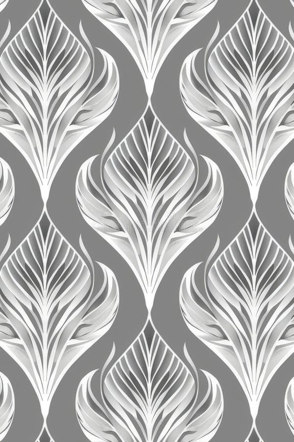 Gray and White Wallpaper with White Feathers Stock Illustration ...