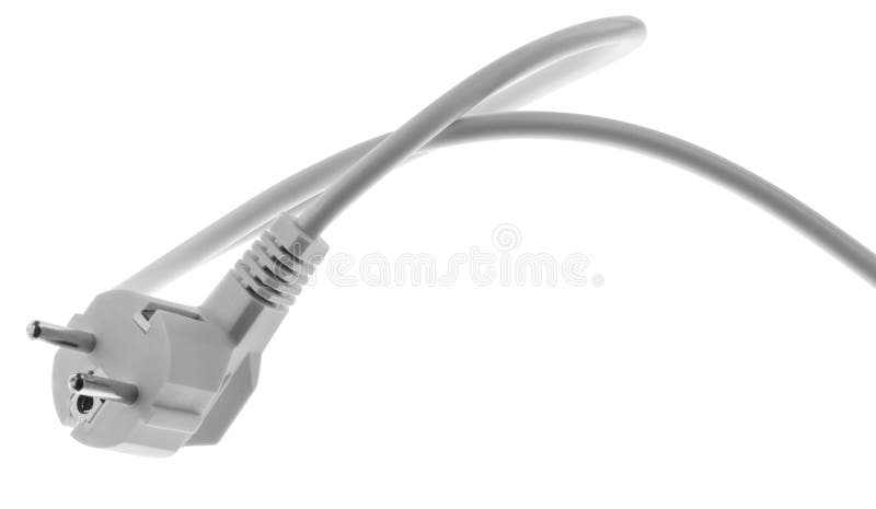 Gray Wire with Plug on White Isolated Background Stock Image - Image of ...