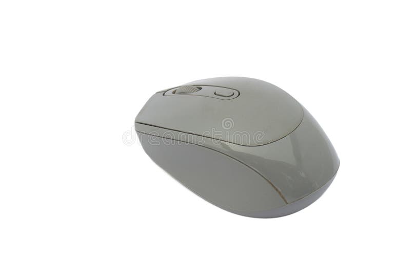 Gray Wireless Computer Mouse Top Angle on White Background Modern Style ...