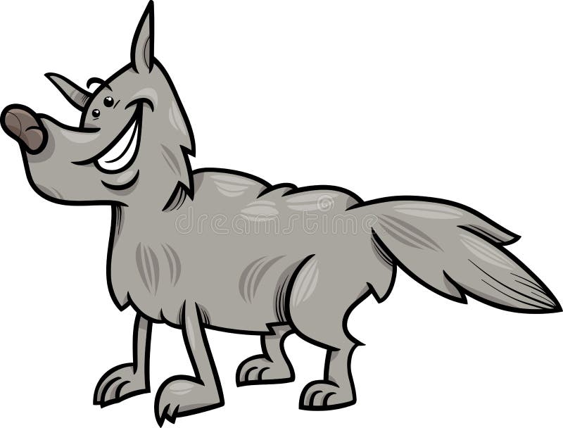 Gray Wolf Animal Cartoon Illustration Stock Vector - Illustration of ...
