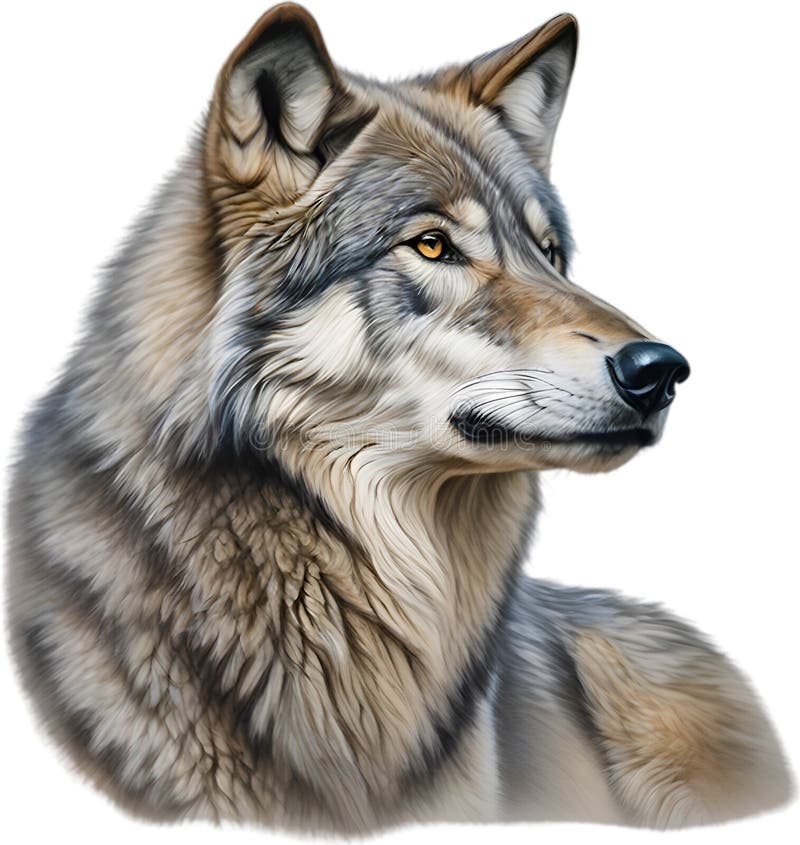 Gray Wolf, Colored-pencil Sketch of Gray Wolf. AI-Generated. Stock ...