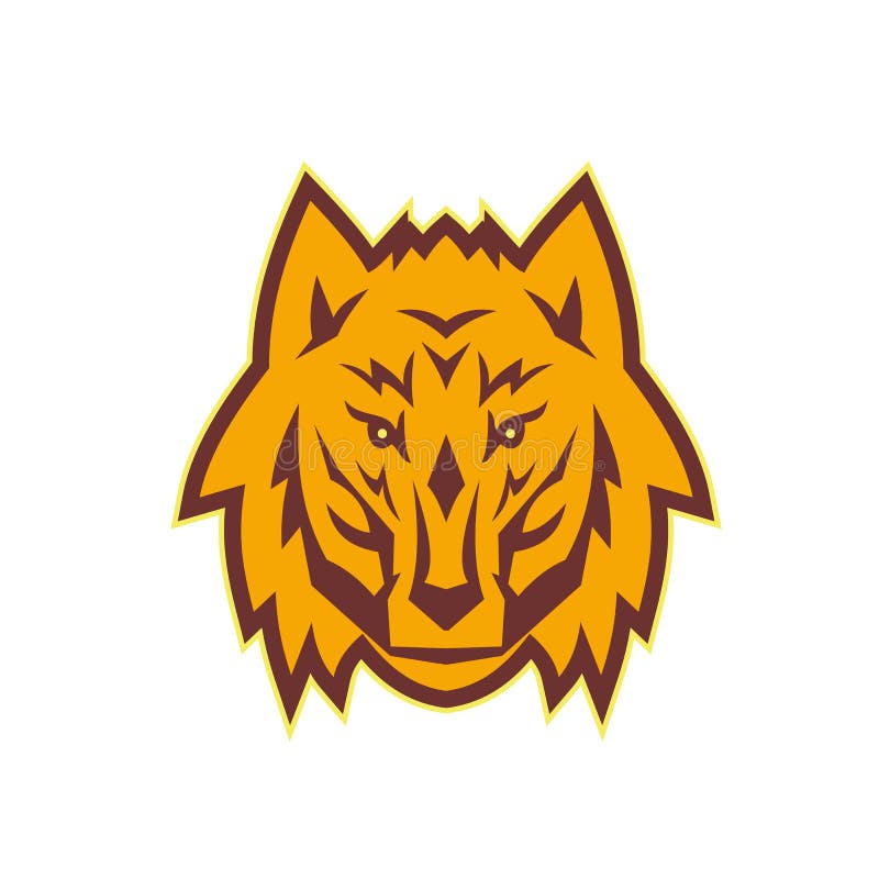 Head of Gray Wolf or Timber Wolf Front View Sports Mascot Black and ...