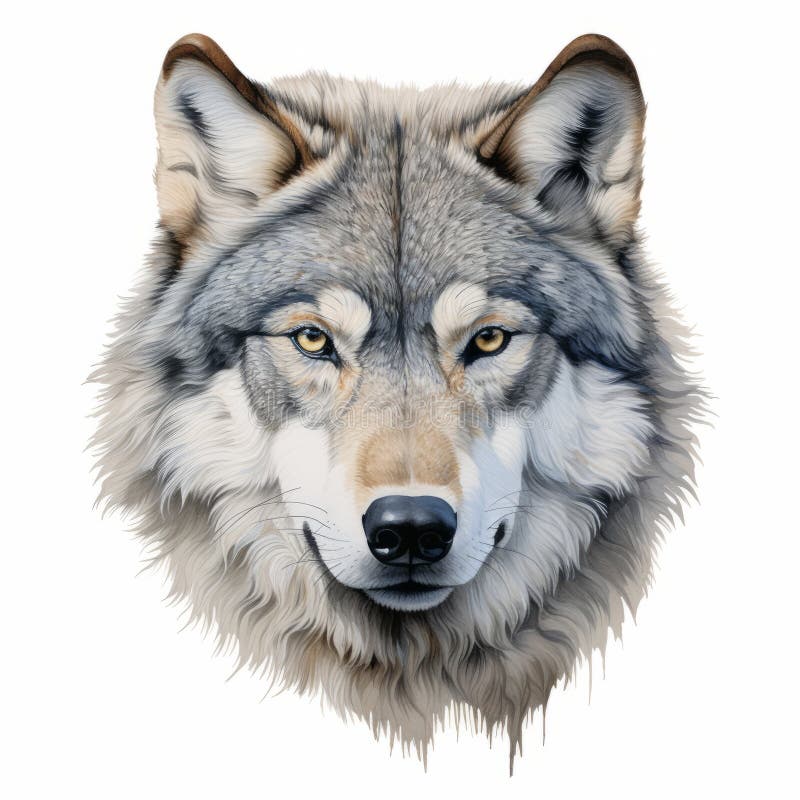 Realistic Wolf Portrait Illustration with High Resolution and White ...