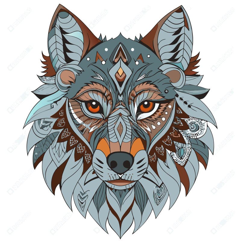 Gray Wolf Head Zentangle Vector Illustration Hand-Drawn Pattern Stock ...