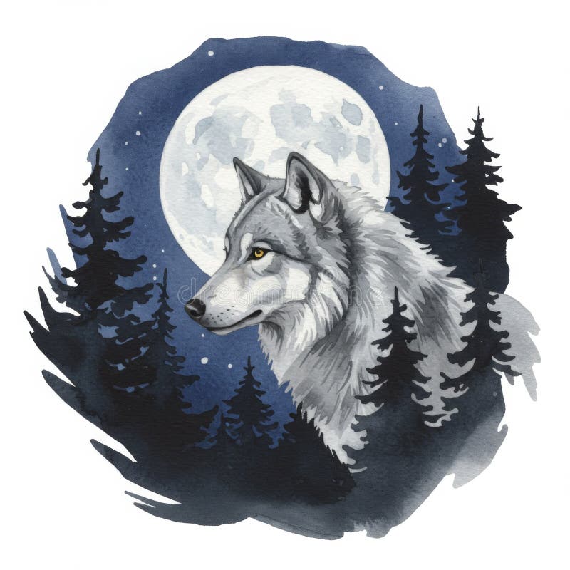 Majestic Gray Wolf Howling Full Moon Under Night Sky Stock Photos ...