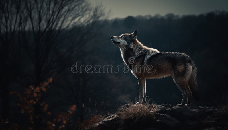 Gray Wolf Howling in the Wilderness, Alertness in Animal Eye Generated ...