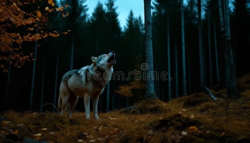 Gray Wolf Howling in the Wilderness Area Generated by AI Stock ...
