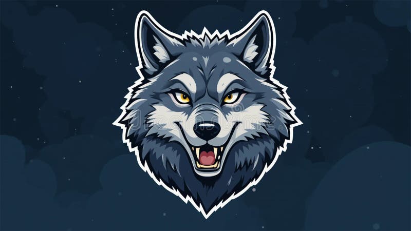 Gray Wolf Logo Design on Dark Background Stock Illustration ...
