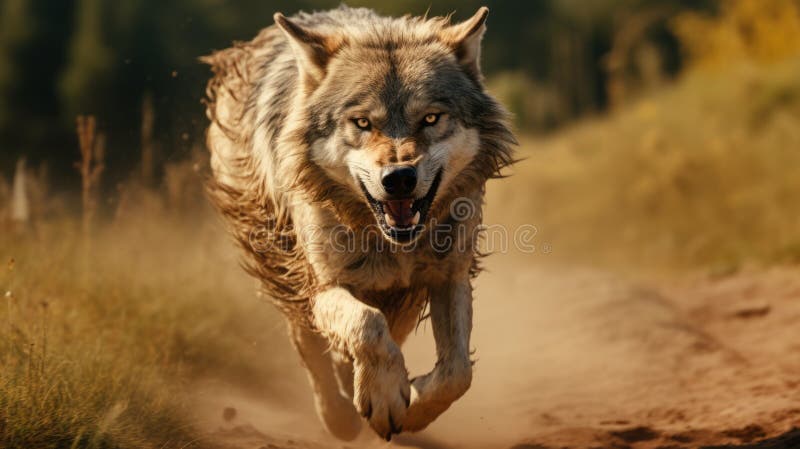 Ultra Hd Wolf Running Portrait in Cinematic 8k Hdr Vray Tracing Stock ...