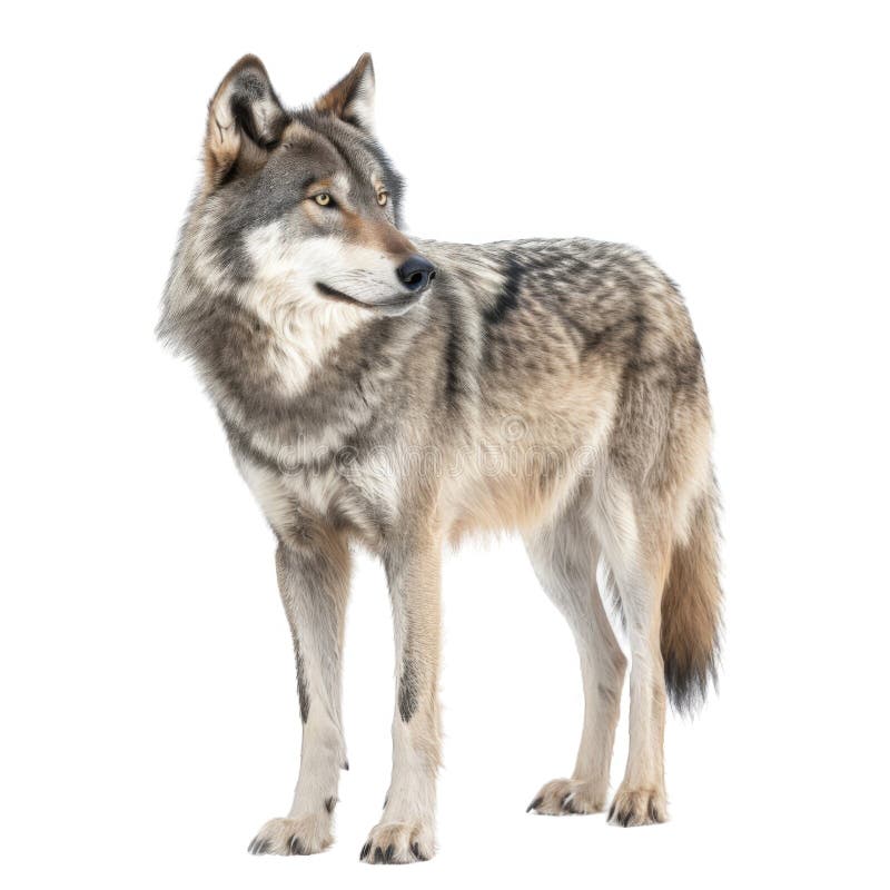 Gray Wolf Standing in Profile with Head Turned Stock Photo ...