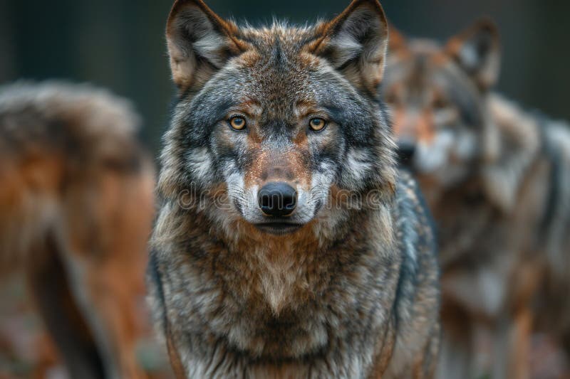 A Gray Wolf Stands in One of Large Woods, High Quality, High Resolution Stock Illustration ...