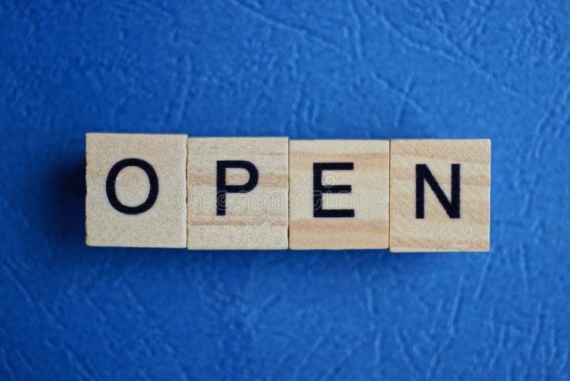 Gray Word Open from Small Wooden Letters Stock Photo - Image of font ...