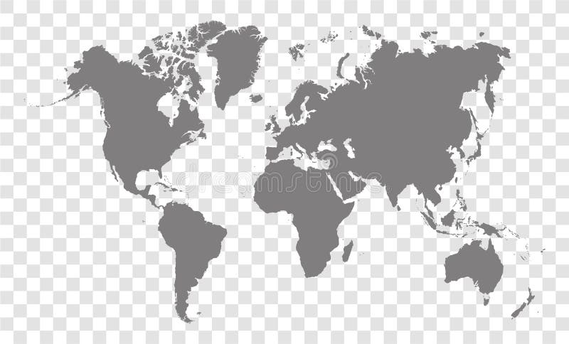 Gray World Map on Transparent Backgroundblue World Map on Transparent ...