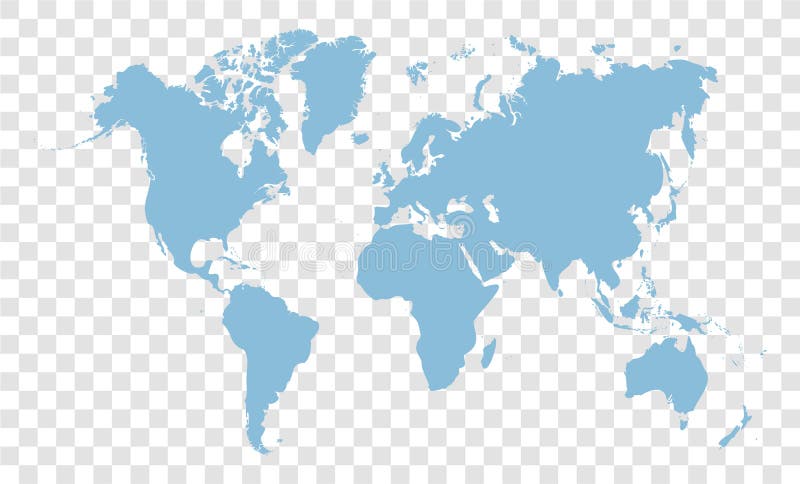 Gray World Map on Transparent Backgroundblue World Map on Transparent ...