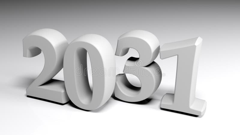 2031 Red Write At Black Glossy Wall Background 3d Rendering