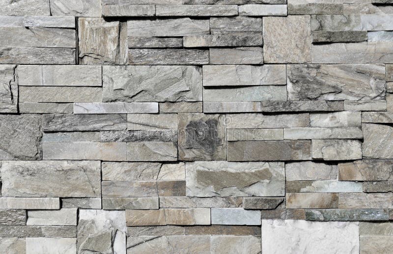 Grayish External Wall Made of Stone Bricks with Different Shapes and ...