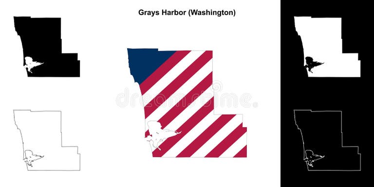Grays Harbor outline map stock vector. Illustration of border - 324191967