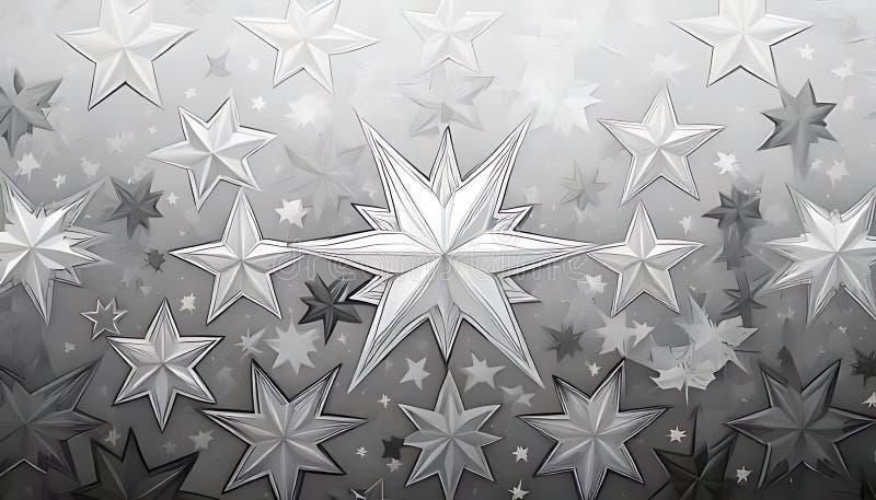 A Grayscale Abstract Design with Layered, Star-shaped Elements of ...