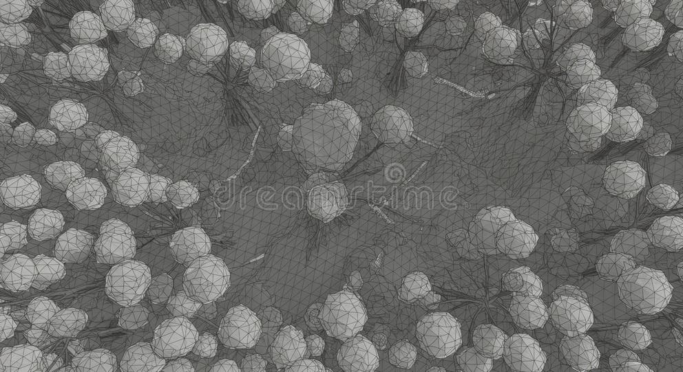 Grayscale Aerial Texture of Dense Circular Pattern Stock Illustration ...
