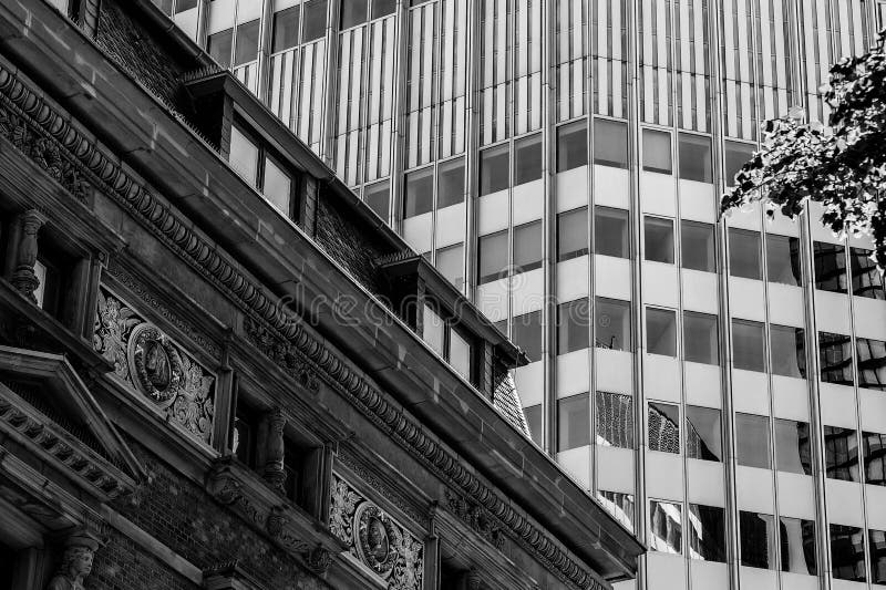 Grayscale Beautiful View of an Old and Modern Building with Small ...