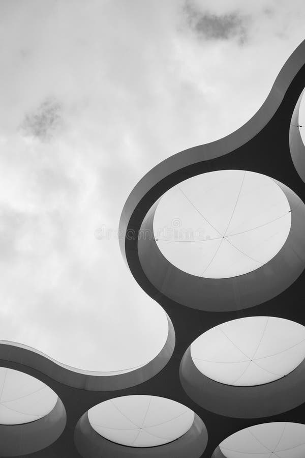 Grayscale of a Circular Structure on the Background of the Cloudy Sky ...