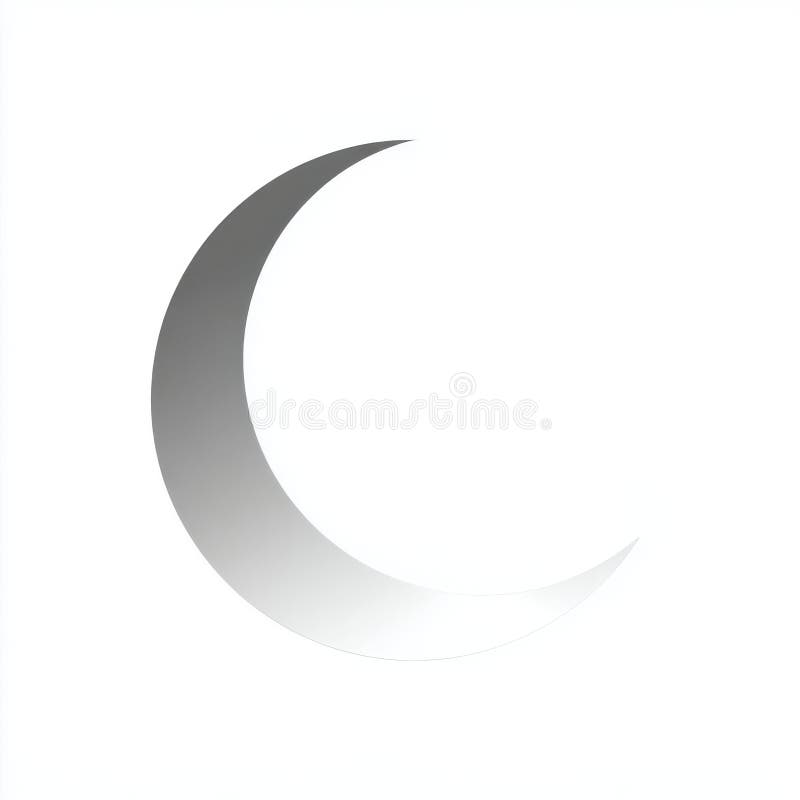 Grayscale Crescent Moon on White Background Stock Illustration ...