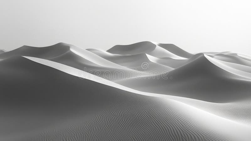 Grayscale Desert Landscape with Rolling Sand Dunes Stock Illustration ...