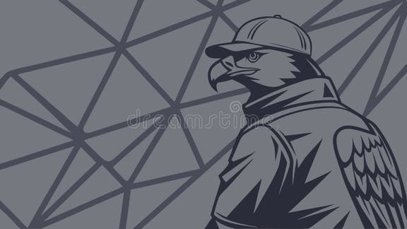 Grayscale Eagle Head with Tribal Pattern Accents, Vector Design ...