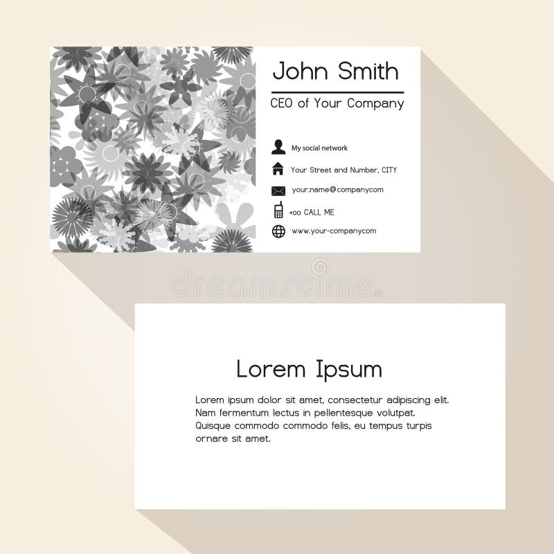 Grayscale Floral and Bamboo Business Card Design Eps10 Stock Vector ...