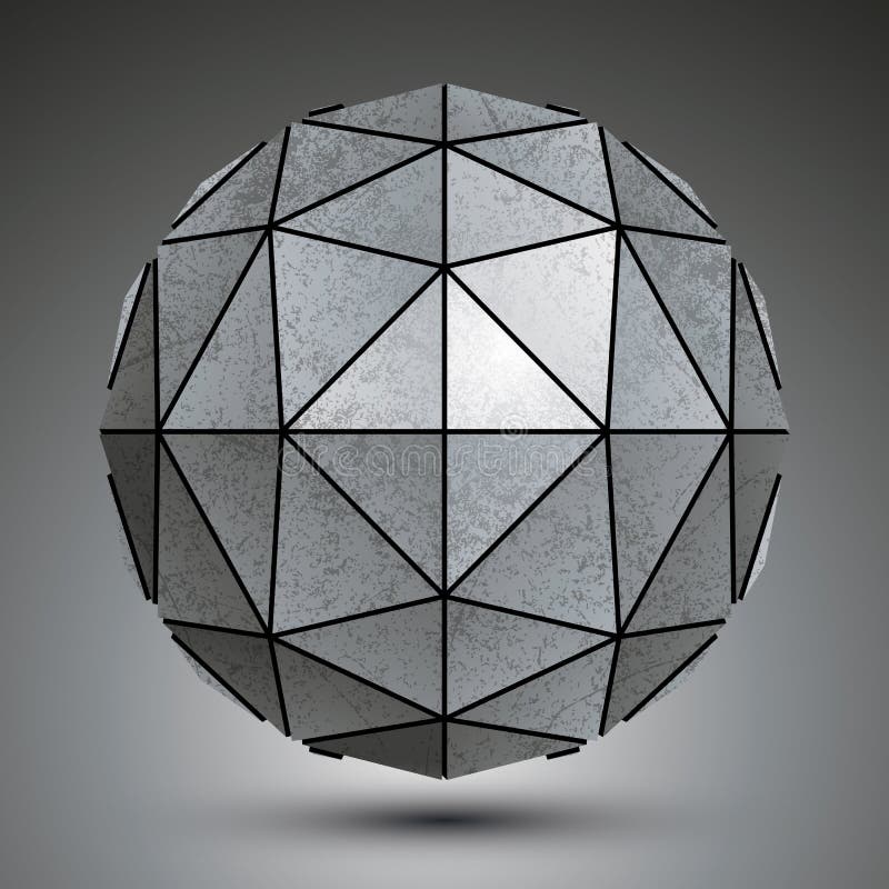 Grayscale Galvanized 3d Sphere Created with Triangles Stock Vector ...