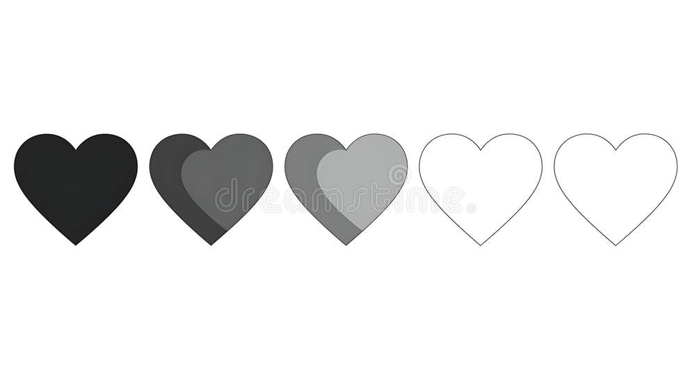 Grayscale Heart Progression: a Simple, Elegant Visual Sequence Stock ...