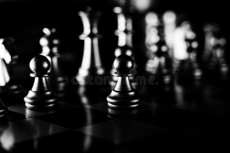 Grayscale High-angle Shot of a Chess Board with the Pieces on Top Stock ...