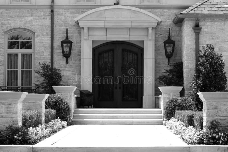 Grayscale Home stock photo. Image of sidewalk, entrance - 203988
