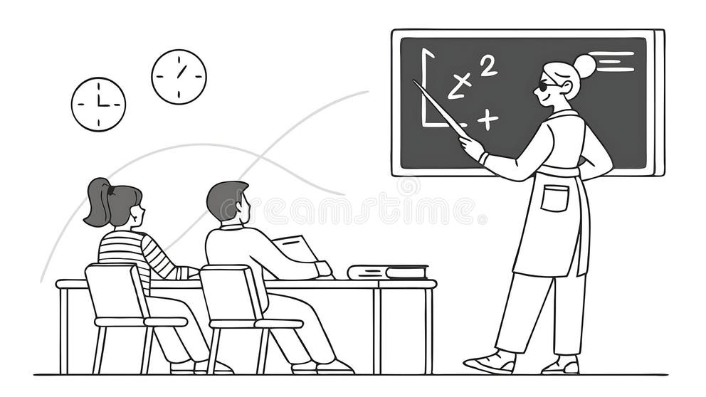 Math Class Illustration stock photo. Illustration of grayscale - 388250424