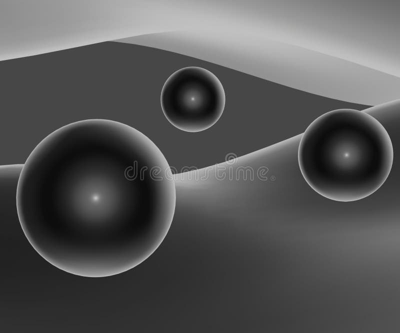 Grayscale Image. Abstract Spheres in the Wavy Background Stock ...