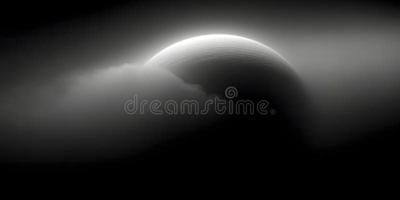 A Grayscale Image Depicting a Bright Sphere Partially Obscured by Dark ...