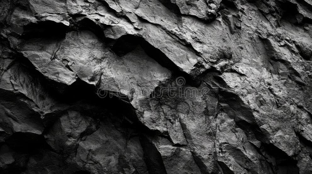 A Grayscale Image of Rough Dark Rock Texture Stock Illustration ...